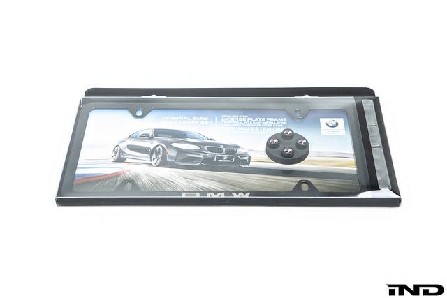 BMW Slimline License Plate Frame + M Logo Valve Stem Cap Set ...