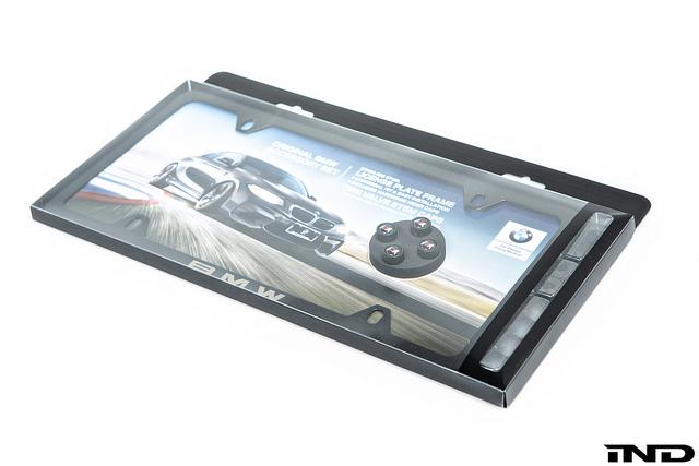 BMW Slimline License Plate Frame + M Logo Valve Stem Cap Set ...